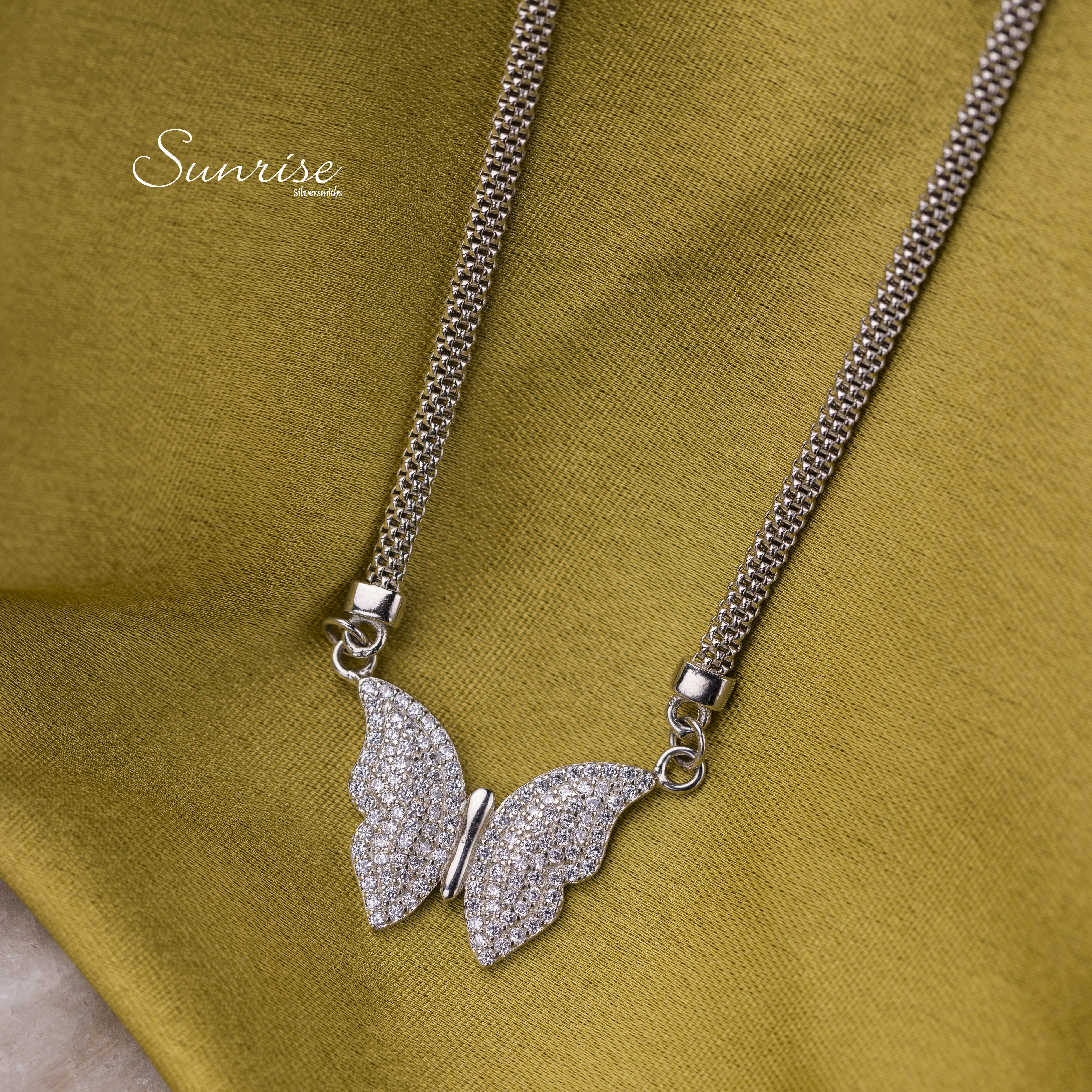 CZ BUTTERFLY NECK CHAIN – Sunrise Silversmiths