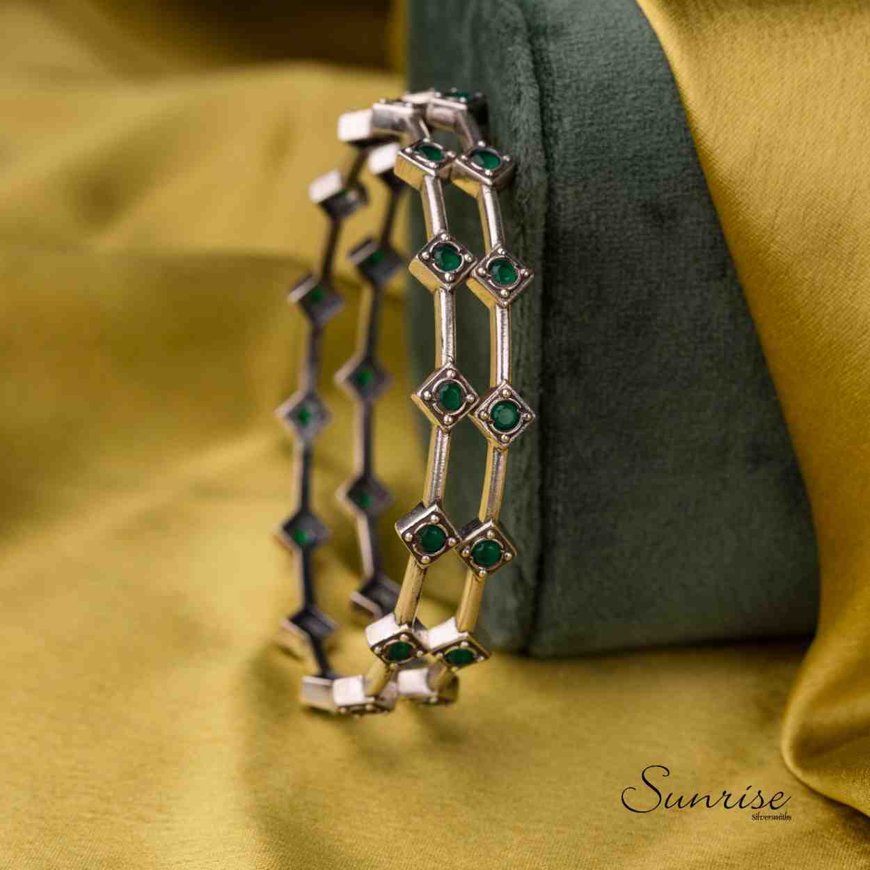 GREEN STONE BANGLES – Sunrise Silversmiths