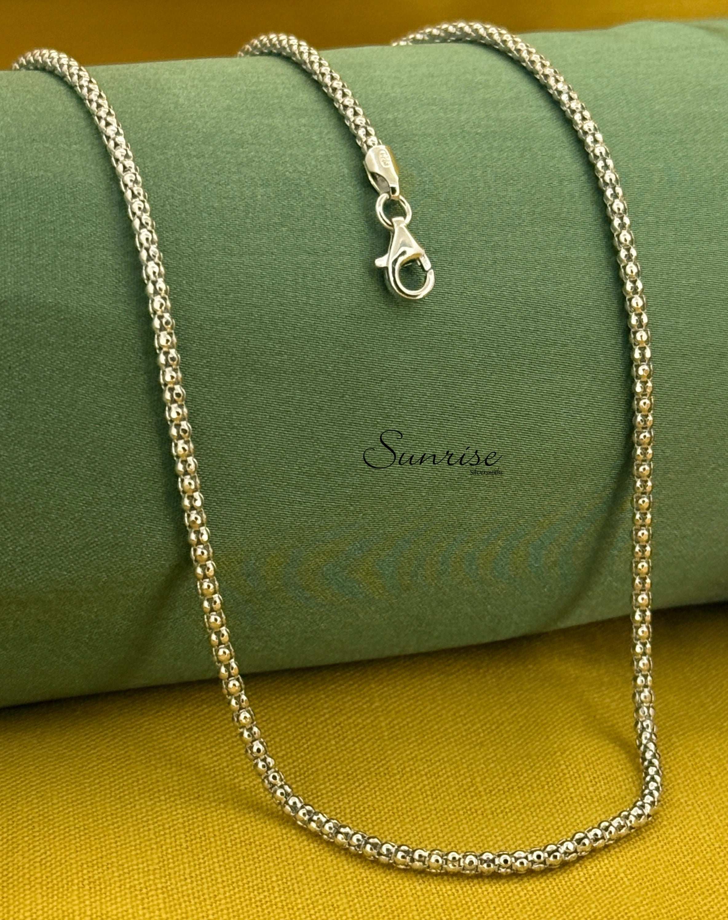 Sterling Popcorn Chain - Handcrafted 925 Silver | 18 Inches - Sunrise ...