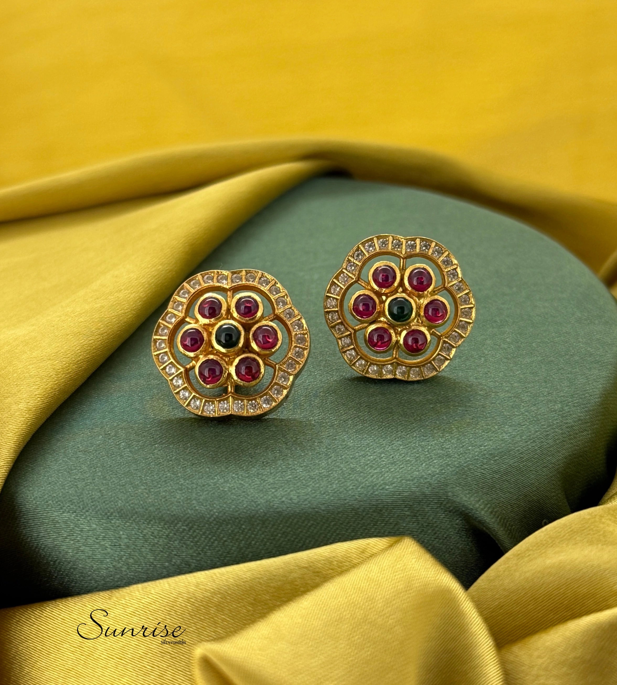 Kempu Earrings - Traditional 925 Silver Jewelry | Sunrise Silversmiths