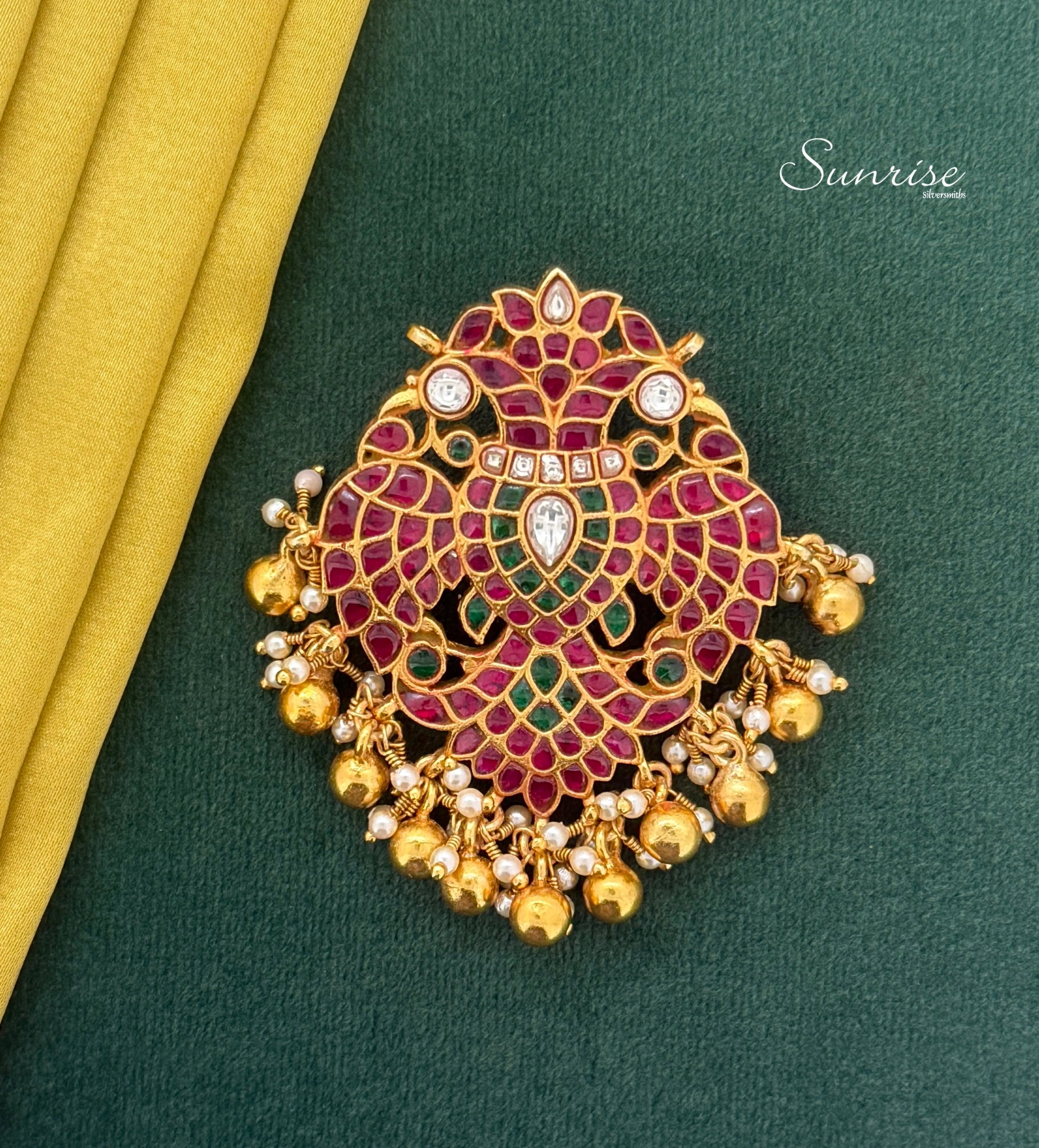 Kempu Gandaberunda Pendant - Gold Polished Pendants – Sunrise Silversmiths