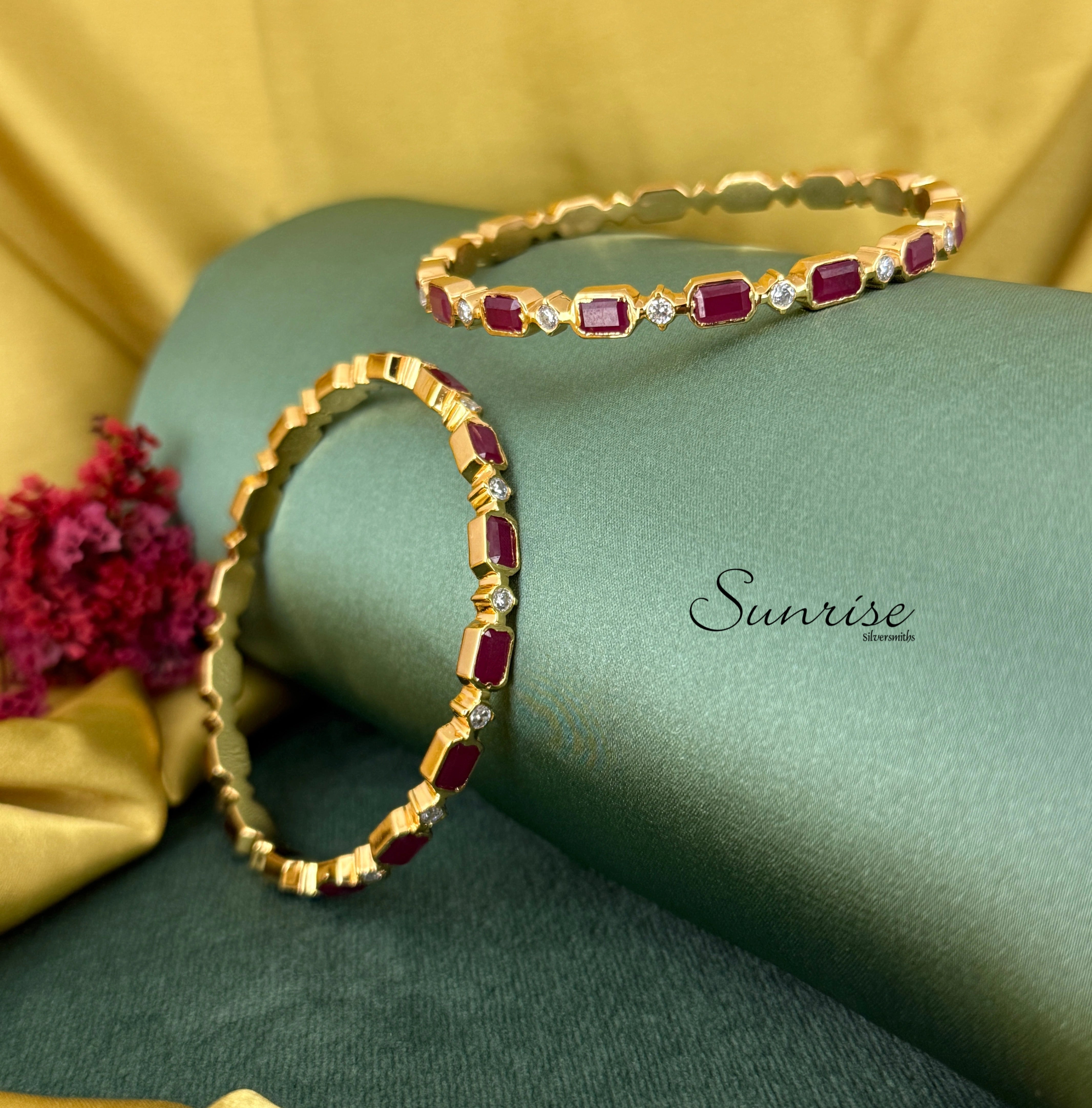 RECTANGULAR STONE GP BANGLE – Sunrise Silversmiths