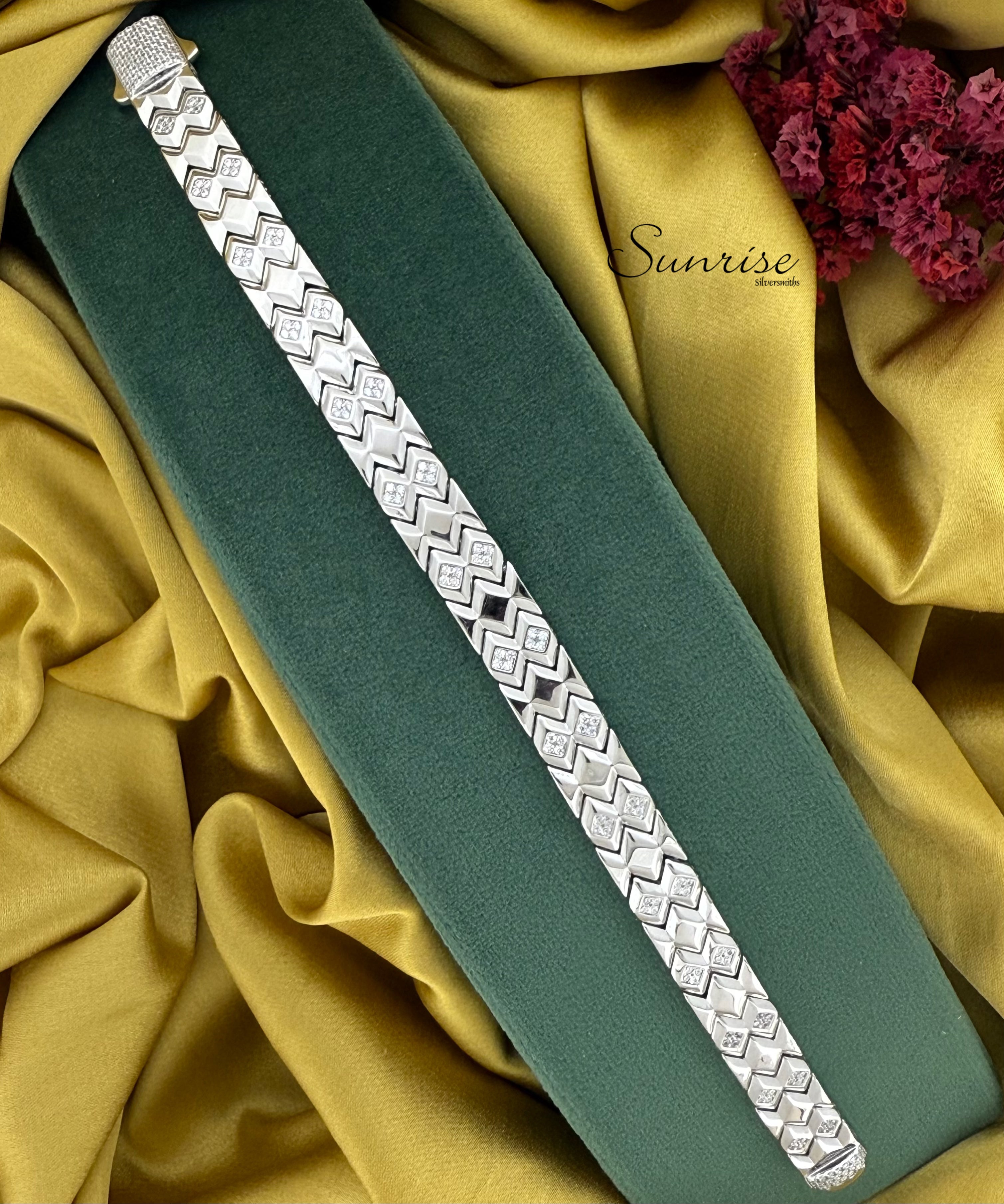 CZ RHOMBUS MEN'S BRACELET – Sunrise Silversmiths